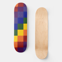 Checkered Rainbow Skateboard | Zazzle