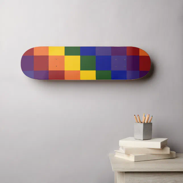 Checkered Rainbow Skateboard | Zazzle