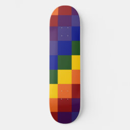 Checkered Rainbow Skateboard | Zazzle