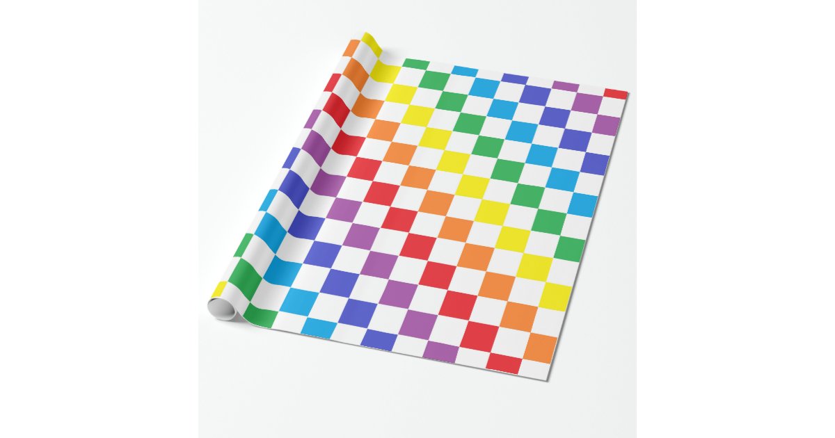 Checkered Rainbow Wrapping Paper | Zazzle
