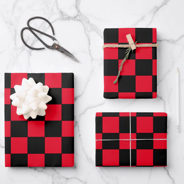 Checkered Red and Black Wrapping Paper Sheets | Zazzle