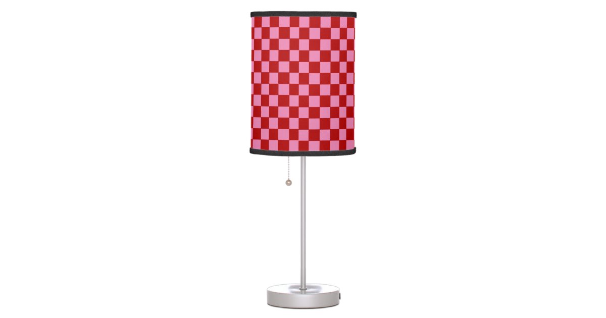 Checkered Red and Hot Pink Table Lamp | Zazzle