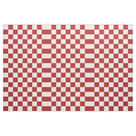 Red and White Classic Checkered Pattern Fabric | Zazzle