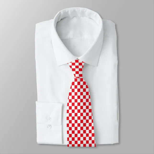 Checkered Red and White Neck Tie | Zazzle