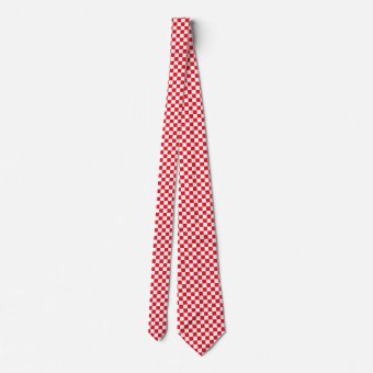 Checkered Red and White Neck Tie | Zazzle