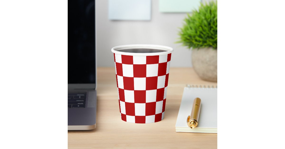 Checkered Red and White Paper Cups | Zazzle