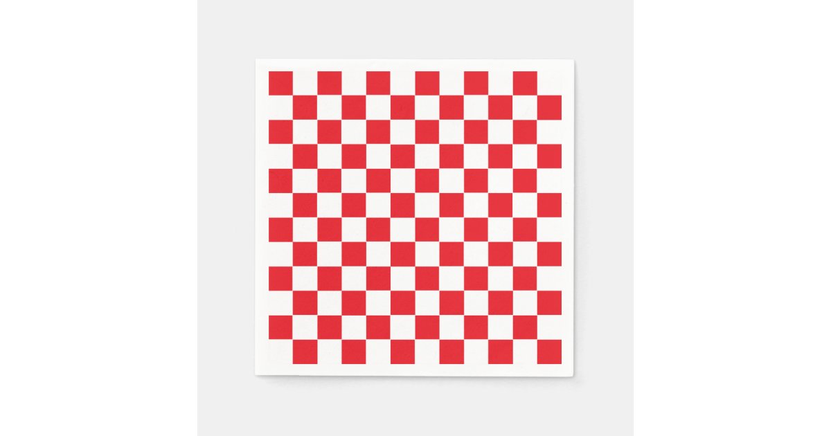 Checkered Red and White Paper Napkins | Zazzle