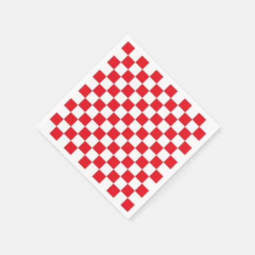 Checkered Red and White Paper Napkins | Zazzle