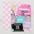 Checkered Retro Groovy Disco 2nd Birthday Party Invitation | Zazzle