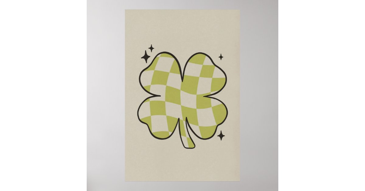 Checkered Shamrock Poster | Zazzle
