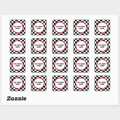 Checkered Square Party Guest Name Stickers | Zazzle