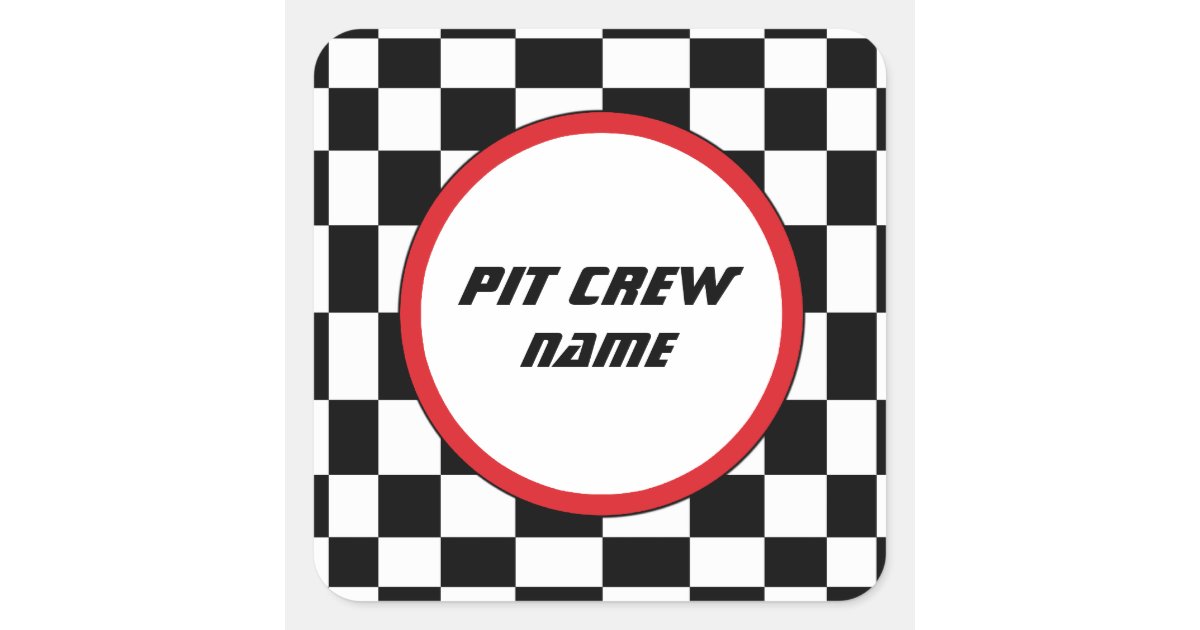 Checkered Square Party Guest Name Stickers | Zazzle