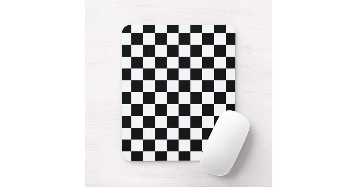Checkered squares black and white geometric retro mouse pad | Zazzle