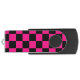 Checkered squares hot pink black geometric retro flash drive | Zazzle