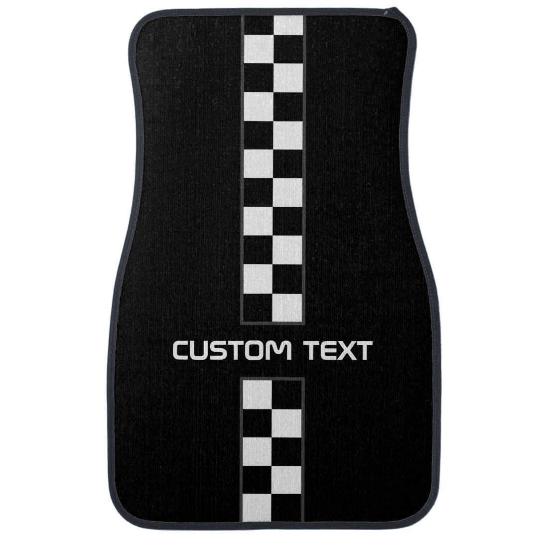 Checkered Stripe Car Floor Mats - with custom text | Zazzle
