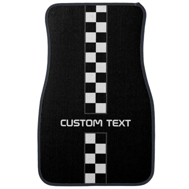 Checkered Stripe Car Floor Mats - with custom text | Zazzle