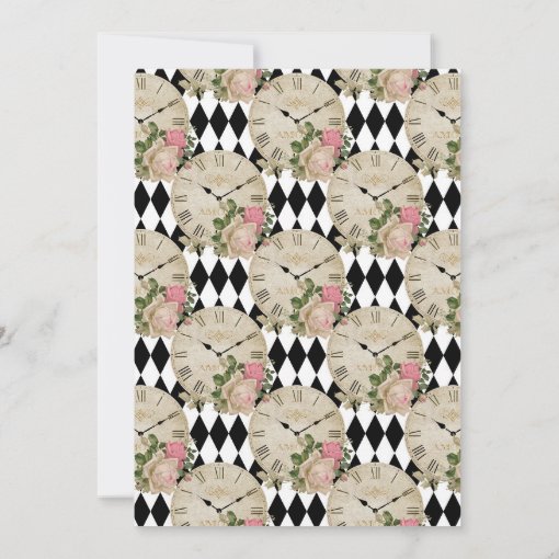 Checkered Teal Blush Alice in Wonderland Wedding Invitation | Zazzle