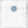 Checkered Wavy Blue Preppy Smile Classic Round Sticker | Zazzle