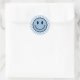 Checkered Wavy Blue Preppy Smile Classic Round Sticker | Zazzle