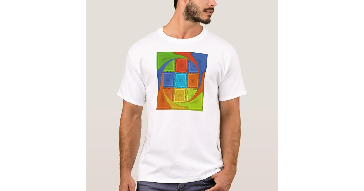 Checkered Whirl Art Print T-Shirt | Zazzle