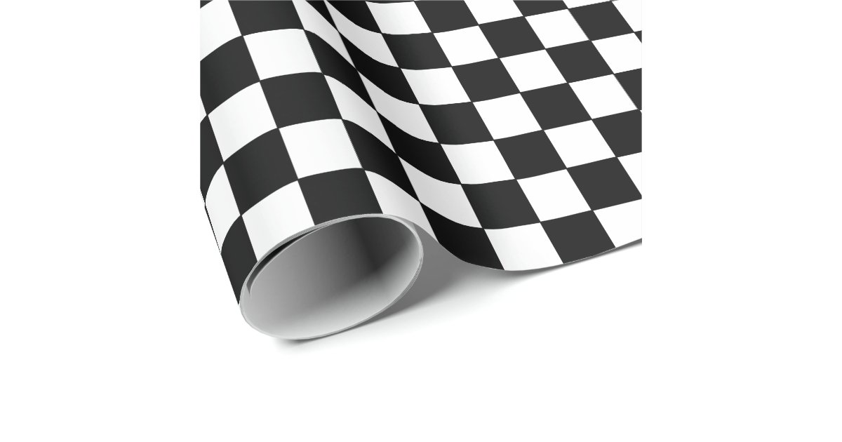 Checkered White and Black Wrapping Paper | Zazzle