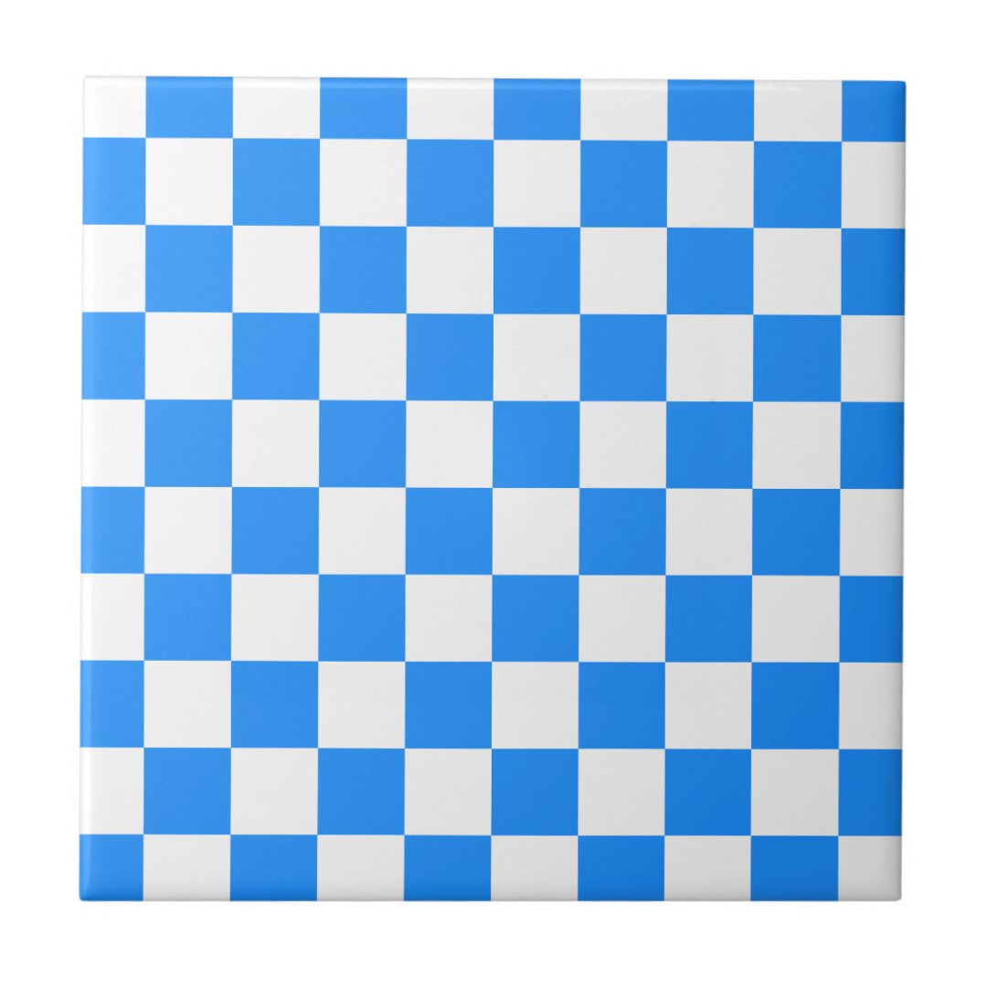 Checkered - White and Blue Tile | Zazzle