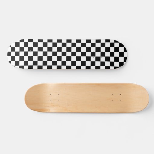 Checkers Black and White Checkerboard Pattern Skateboard Deck | Zazzle