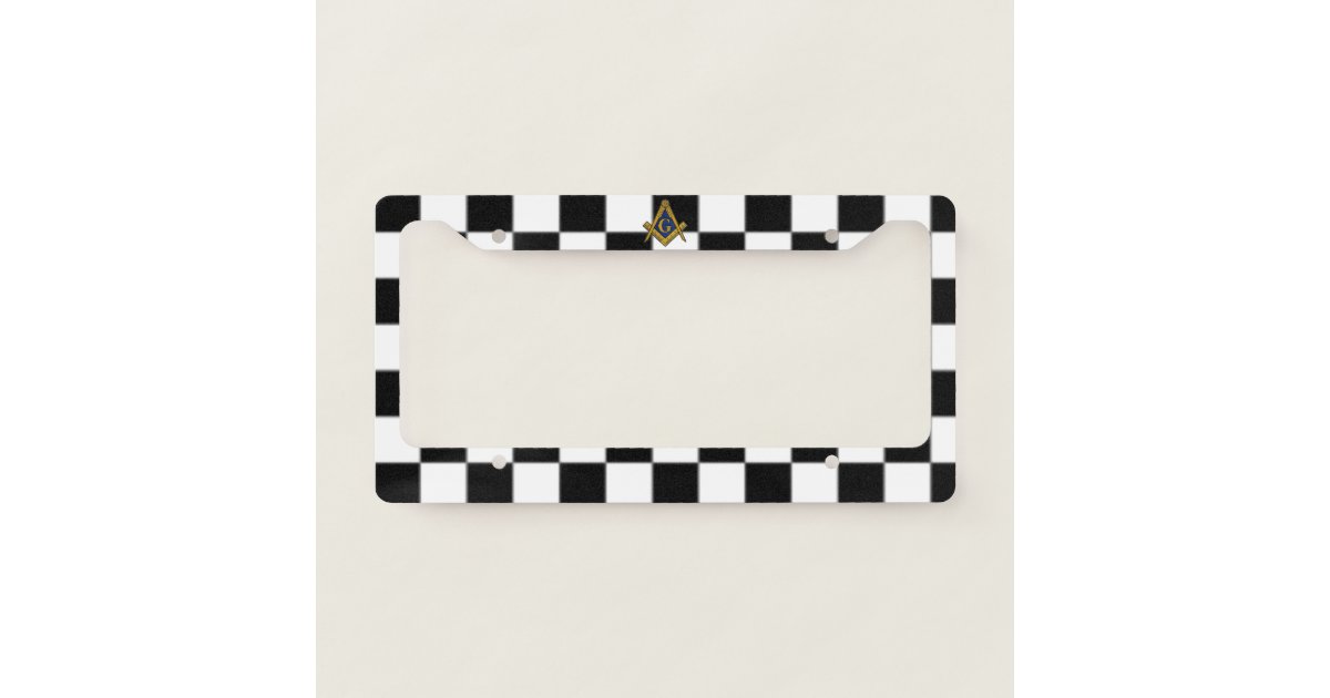 Checkers Masonic Freemasons Square and Compass License Plate Frame | Zazzle