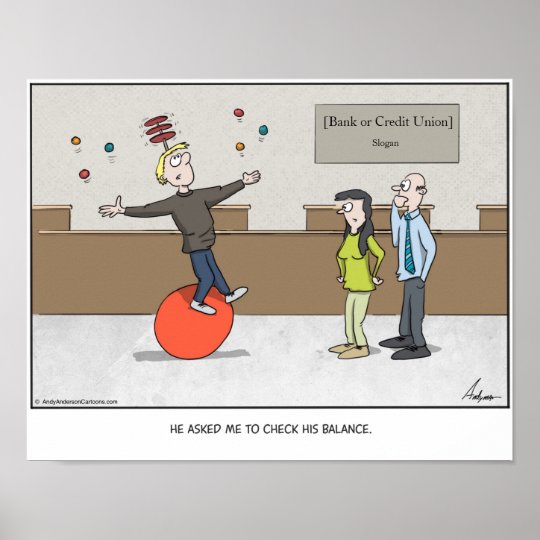 Checking balance cartoon you can personalize poster | Zazzle.com