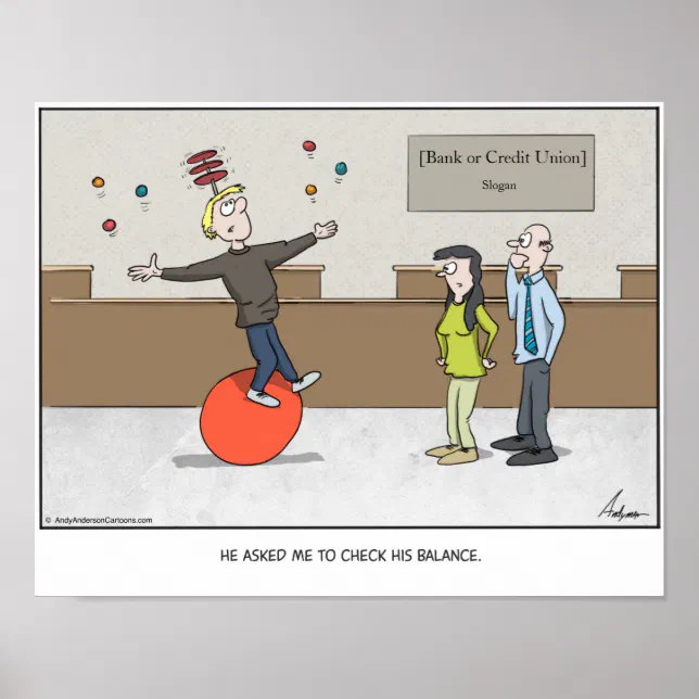 Checking balance cartoon you can personalize poster | Zazzle
