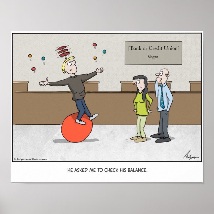 Checking balance cartoon you can personalize poster | Zazzle.com