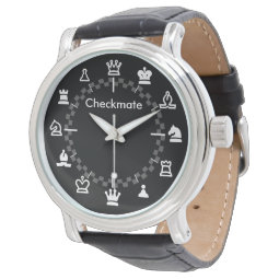 Checkmate Chess Watch - checkerboard on black | Zazzle