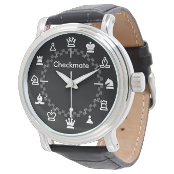 Checkmate Chess Watch - checkerboard on black | Zazzle