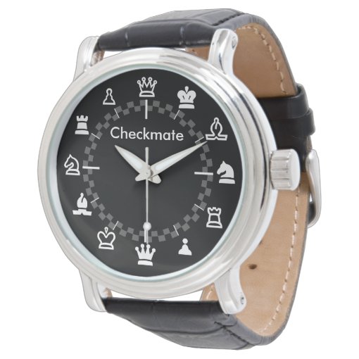 Checkmate Chess Watch - checkerboard on black | Zazzle