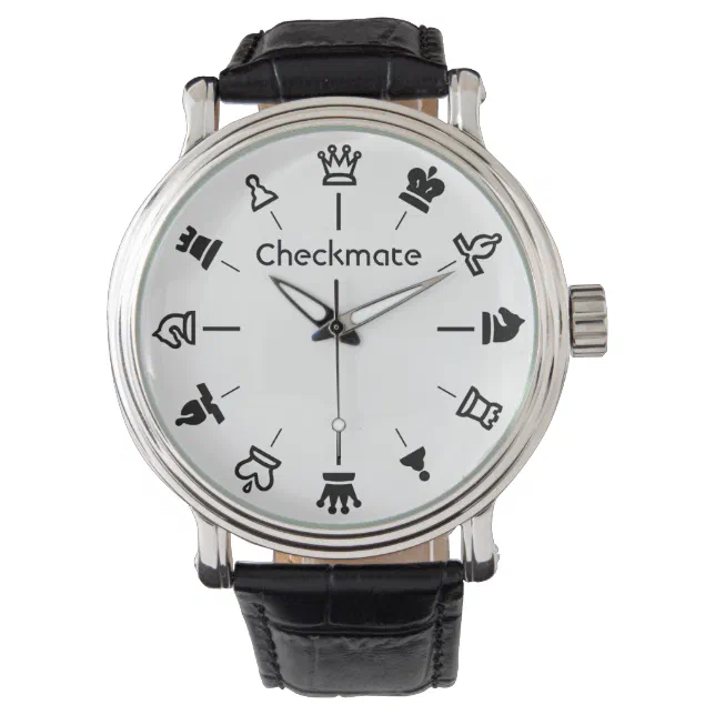 Checkmate Chess Watch - chess pieces on white | Zazzle