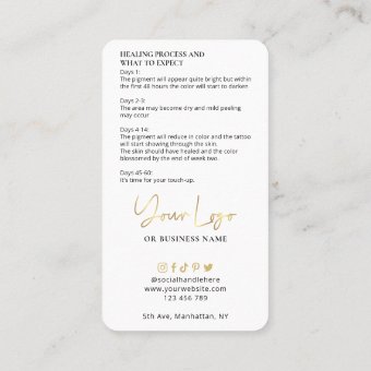 Cheek Blush Care Instructions Metallic Gold PMU Business Card | Zazzle