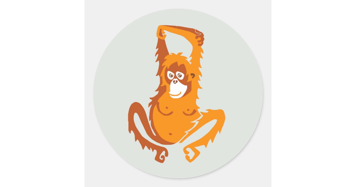 Cheeky monkey - ORANGUTAN -Ape -Wildlife - Classic Round Sticker | Zazzle