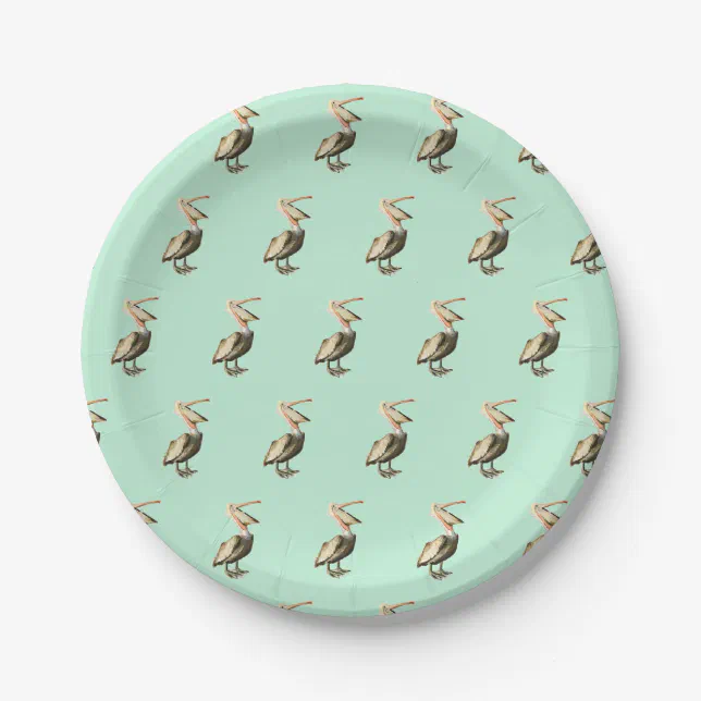 cheeky pelican print plates beach party | Zazzle