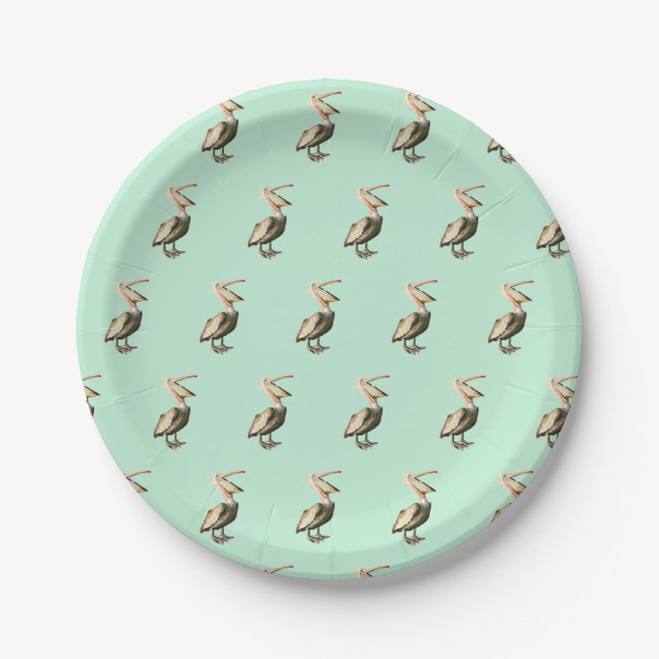 cheeky pelican print plates beach party | Zazzle
