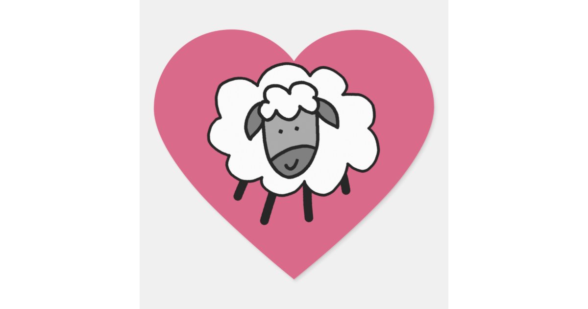 Cheeky Sheep Heart Sticker | Zazzle