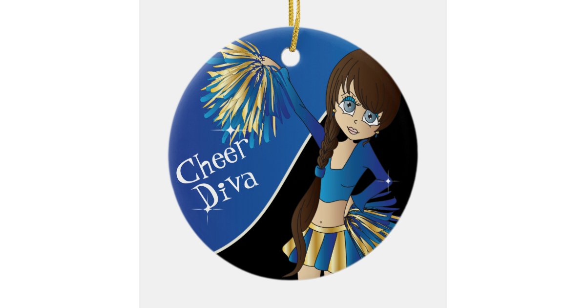 Cheer Diva Blue Cheerleader Girl Ceramic Ornament | Zazzle