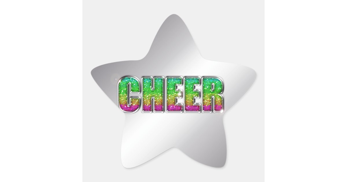 Cheer Glitter Rainbow Star Sticker | Zazzle