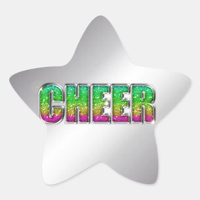 Cheer Glitter Rainbow Star Sticker | Zazzle