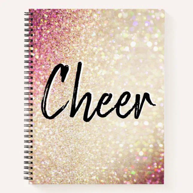 Cheer Notebook | Faux Gold and Pink Glitter | Zazzle