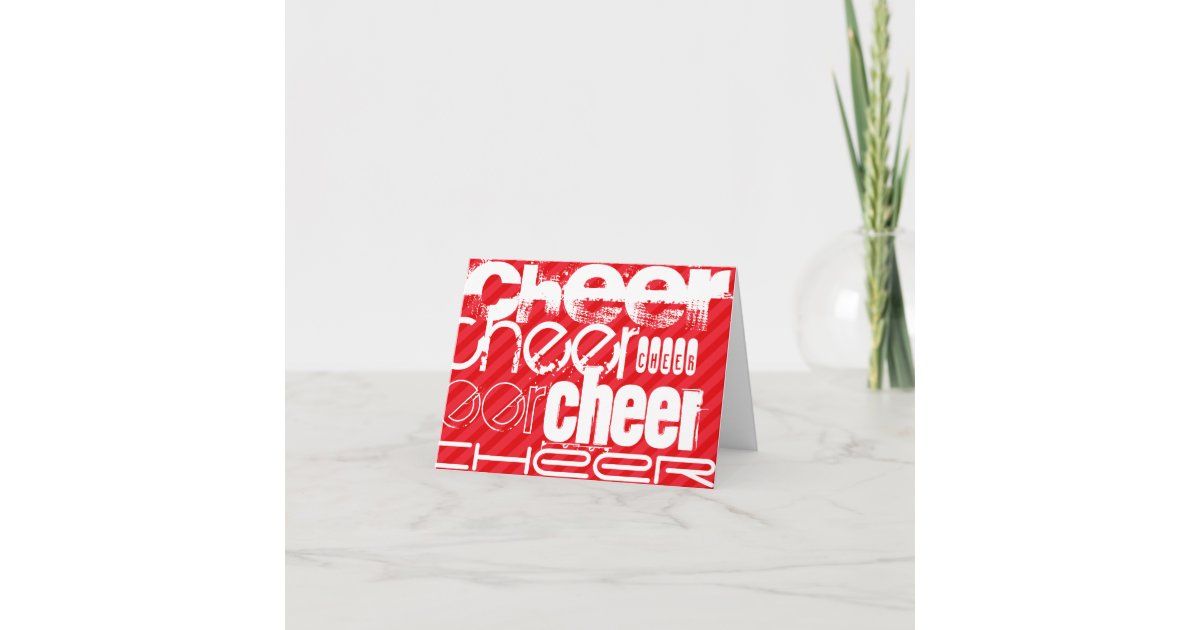 Cheer; Scarlet Red Stripes Card | Zazzle