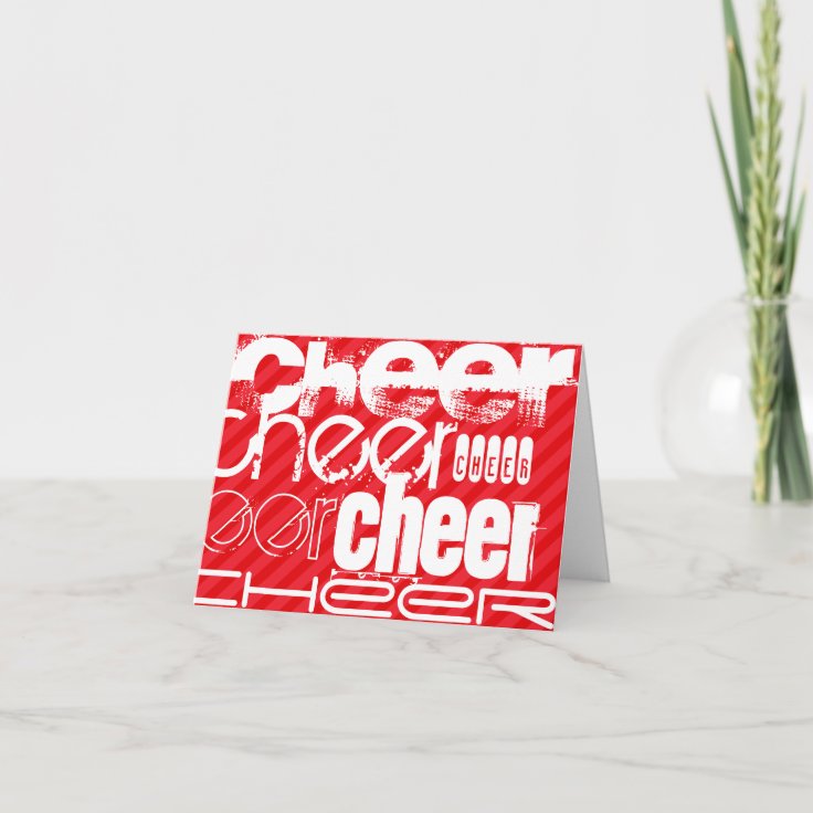 Cheer; Scarlet Red Stripes Card | Zazzle