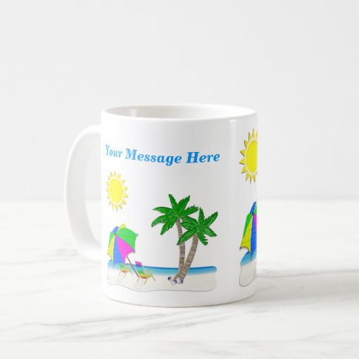 Cheerful Beach Theme Mugs Personalized Coffee Cups | Zazzle