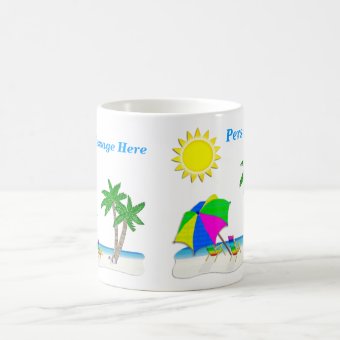 Cheerful Beach Theme Mugs Personalized Coffee Cups | Zazzle