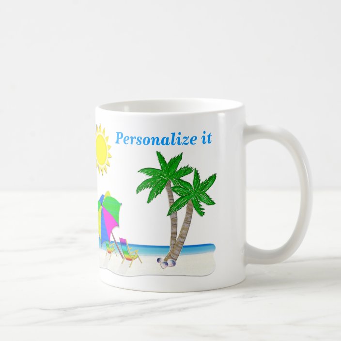 Cheerful Beach Theme Mugs Personalized Coffee Cups | Zazzle.com