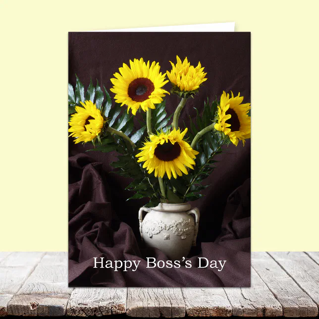 Cheerful Boss Day Greeting -- Sunflowers Card | Zazzle